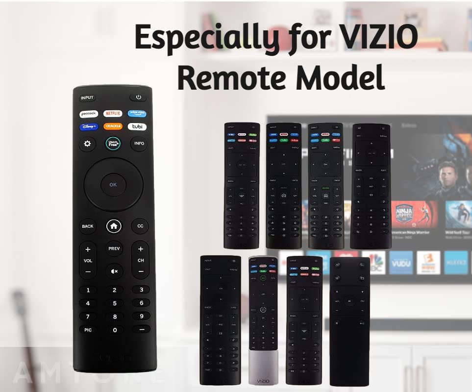 Amtone XRT140 Universal Replacement Remote Control for VIZIO All LED LCD HD 4K UHD HDR Smart TVs with Netflix Dis+ Crackle Tubi Apps for D24FF1 D24F-F1 D32FF1 D32F-F1 D43FF1 D43F-F1
