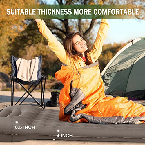 NOWTOWIN Inflatable Sleeping Pad for Camping, 4 Inch Thick Comfortable Sleeping Mat for Backpacking Hiking Traveling, Compact Waterproof Camping Air Mattress with Built in Foot Pump and Pillow