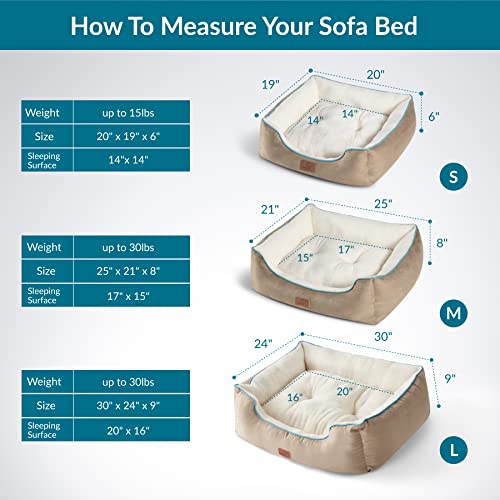 Bedsure Dog Beds for Large Dogs - Cat Beds for Indoor Cats, Rectangle Cuddle Large Medium Dog Bed Washable with Anti-Slip Bottom, 30 Inches, Camel