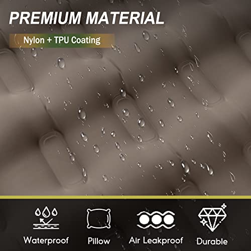 NOWTOWIN Inflatable Sleeping Pad for Camping, 4 Inch Thick Comfortable Sleeping Mat for Backpacking Hiking Traveling, Compact Waterproof Camping Air Mattress with Built in Foot Pump and Pillow