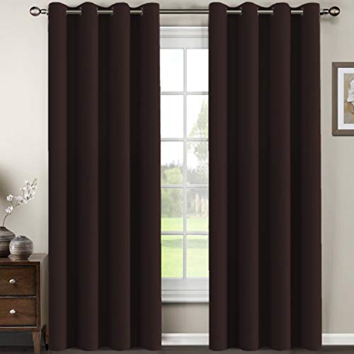 H.VERSAILTEX Premium Blackout Curtains for Living Room 84 Inches Length, Blackout Curtains for Bedroom Thermal Insulated Drapes - Chocolate Brown, 1 Panel