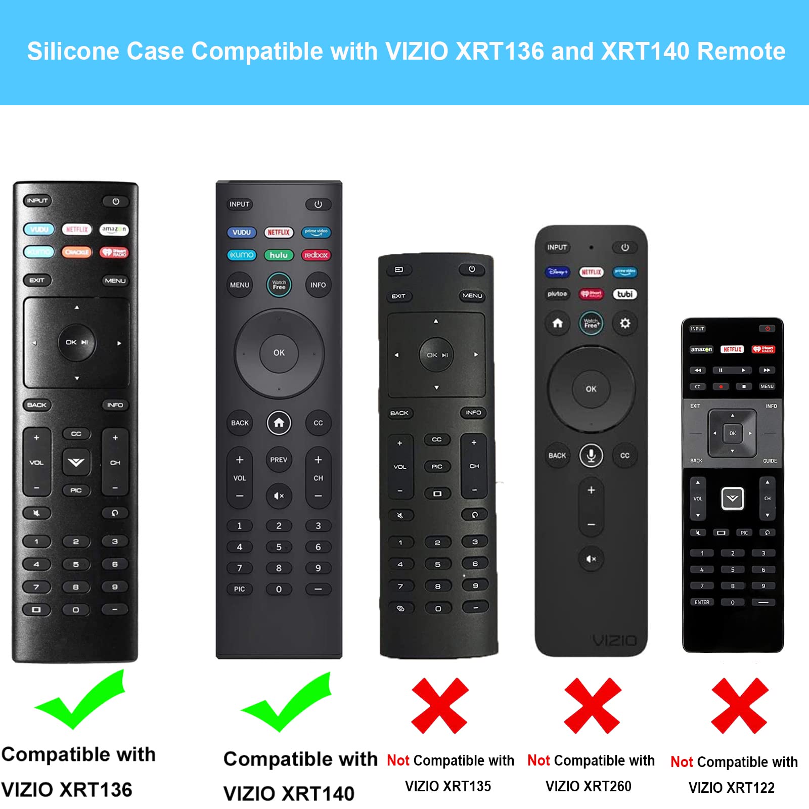 TOKERSE Glow Case for Vizio XRT136 / Vizio XRT140 Remote Control - Silicone Cover for VIZIO XRT136 XRT140 Smart TV Remote Control Replacement Holder Skin Sleeve Case Cover Glow in The Dark - Blue
