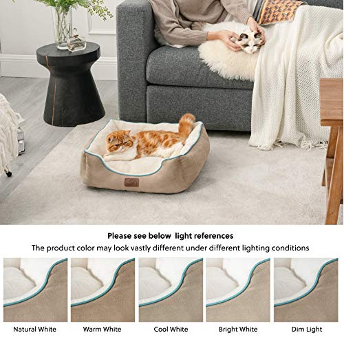 Bedsure Dog Beds for Large Dogs - Cat Beds for Indoor Cats, Rectangle Cuddle Large Medium Dog Bed Washable with Anti-Slip Bottom, 30 Inches, Camel