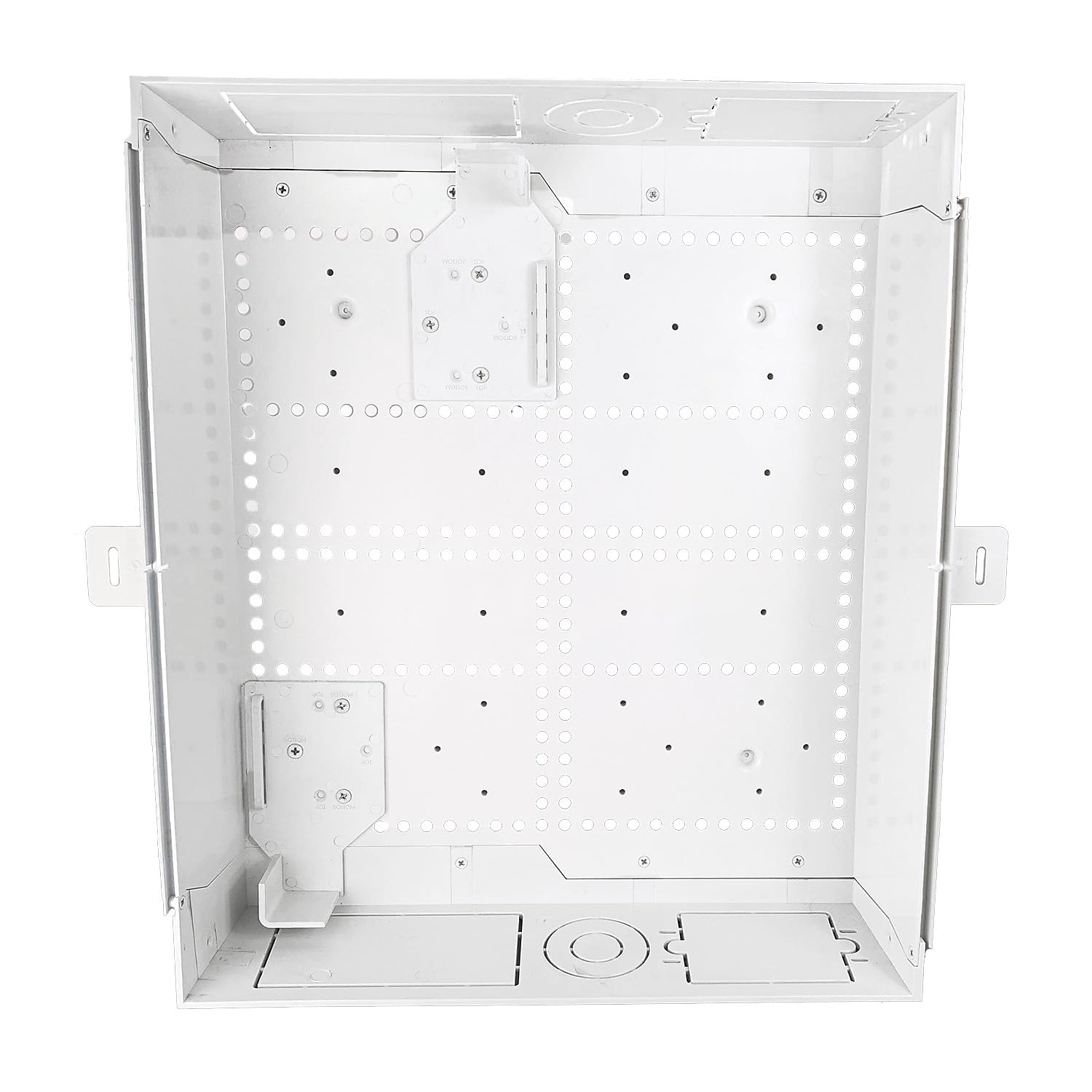 DataComm Electronics 45-8011-1P Multi-Functional Recessed Media Box with Integrated Duplex Power Receptacle For Seamless Home & Office Connectivity Solutions, In Wall Box, Hides TV Outlet & Cables