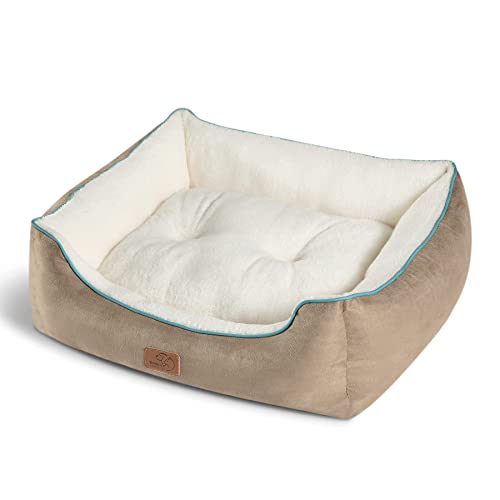Bedsure Dog Beds for Large Dogs - Cat Beds for Indoor Cats, Rectangle Cuddle Large Medium Dog Bed Washable with Anti-Slip Bottom, 30 Inches, Camel