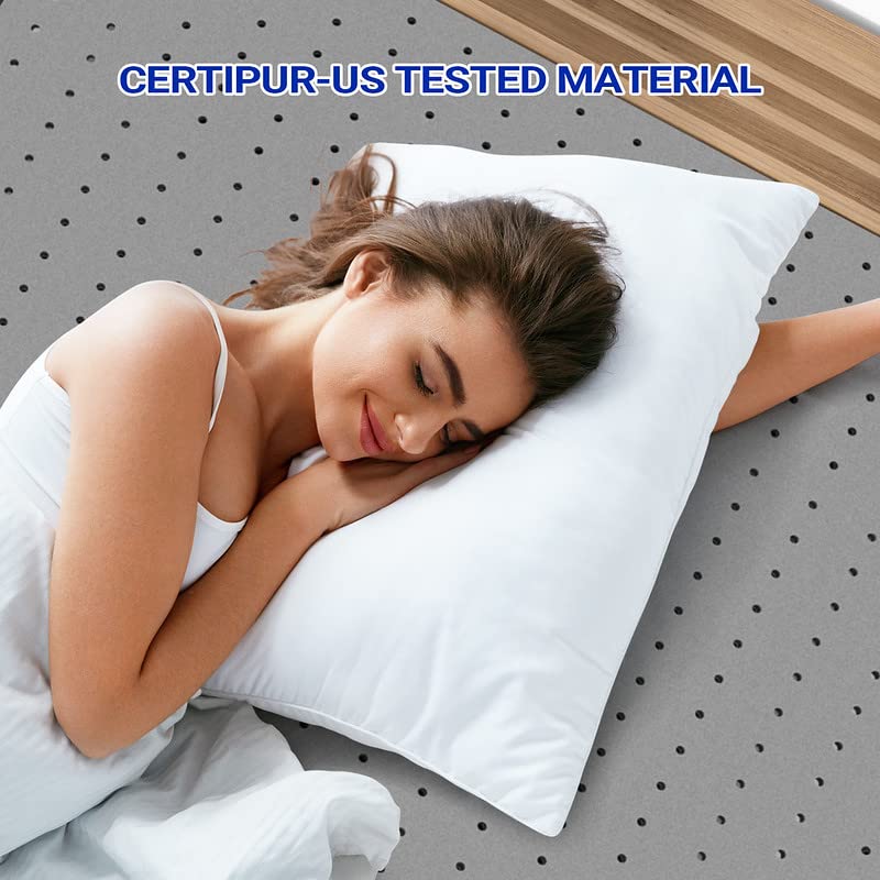 Maxzzz 4 Inch Memory Foam Mattress Topper King Size, Medium Firm Bamboo Bed Mattress Topper, Ventilated Mattress Pad CertiPUR-US Certified Plush