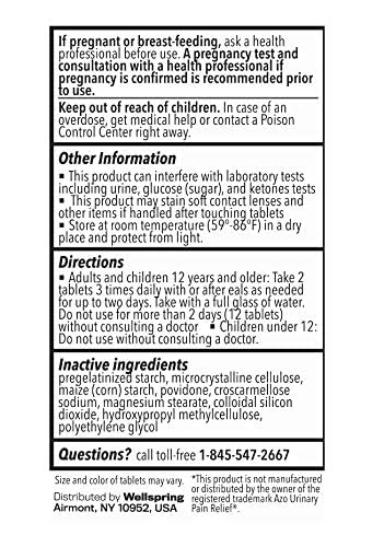 WELMATE Urinary Pain Relief | UTI Relief | Fast Acting | Bladder Discomfort & Pain Relief | Phenazopyridine Hydrochloride 99.5mg | 72 Count Tablets