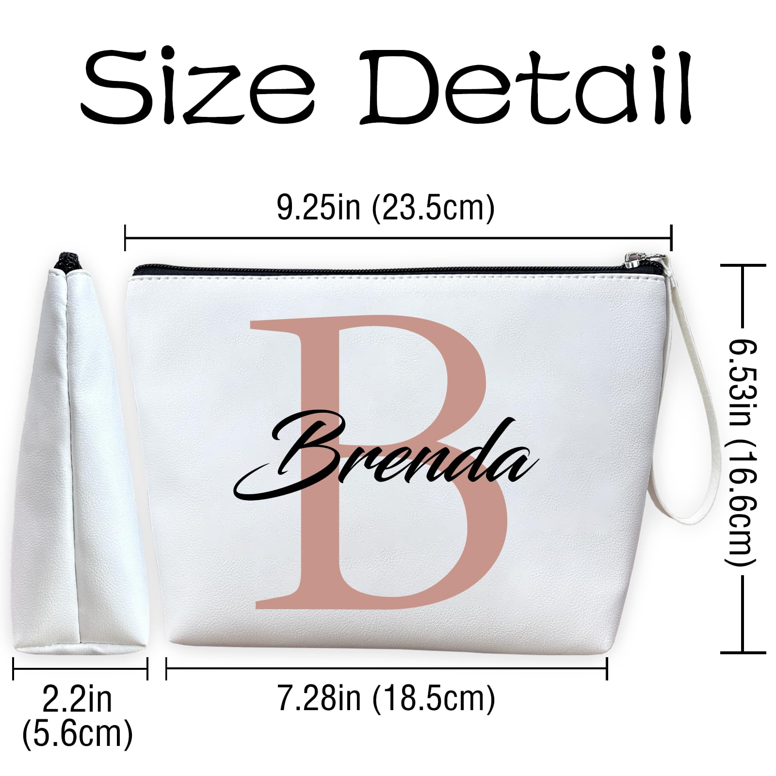 ubmpj Personalized Makeup Bag PU Leather Waterproof Custom Monogrammed Cosmetic Bag with Inner Pocket Gift for Wedding Birthday Christmas Bride Bridesmaid Friends