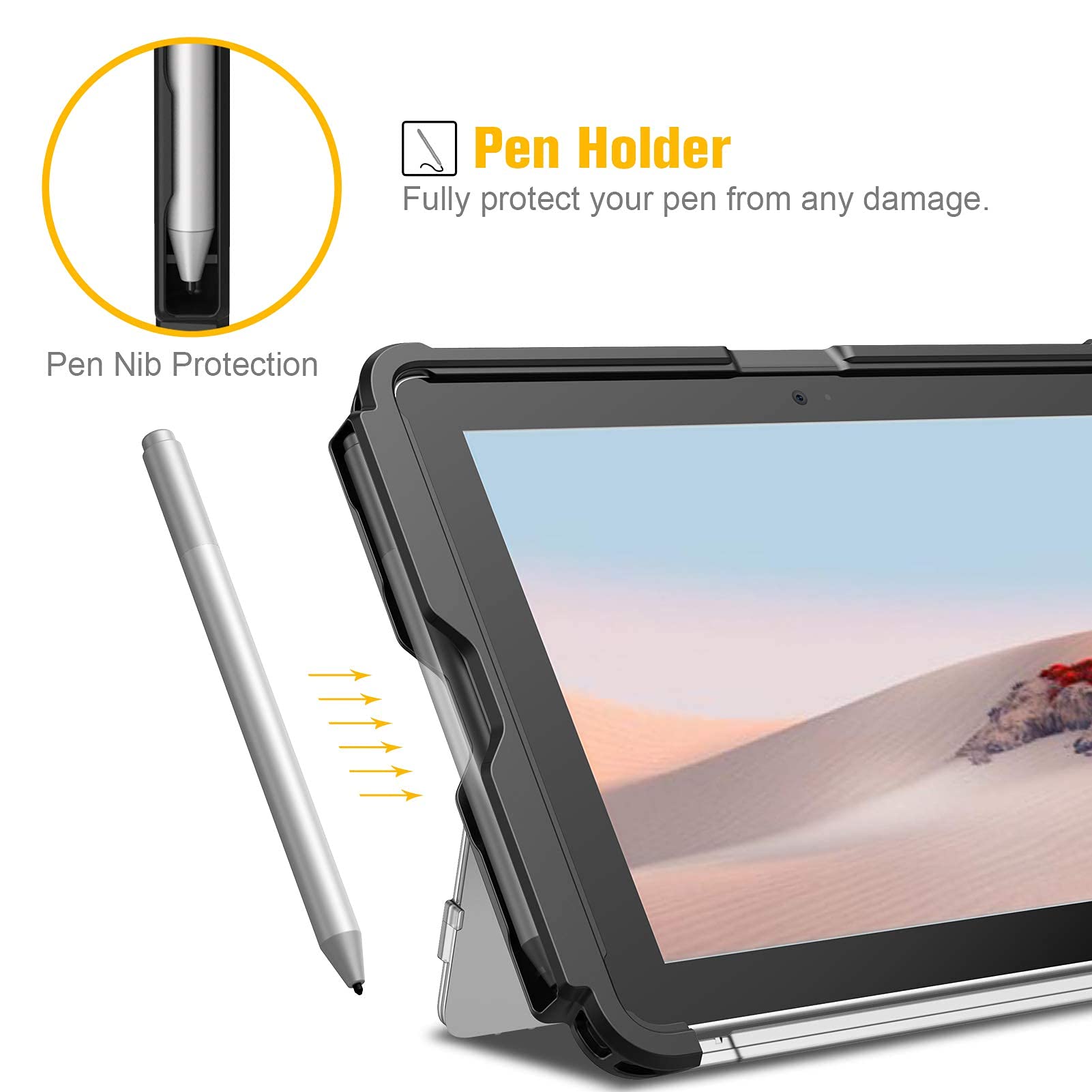 Fintie Hard Case for Microsoft Surface Go 4/3/2/1 (2023/2021/2020/2018), Shockproof Folio Protective Rugged Cover Compatible with Type Cover Keyboard + Original Kickstand, Frost Clear