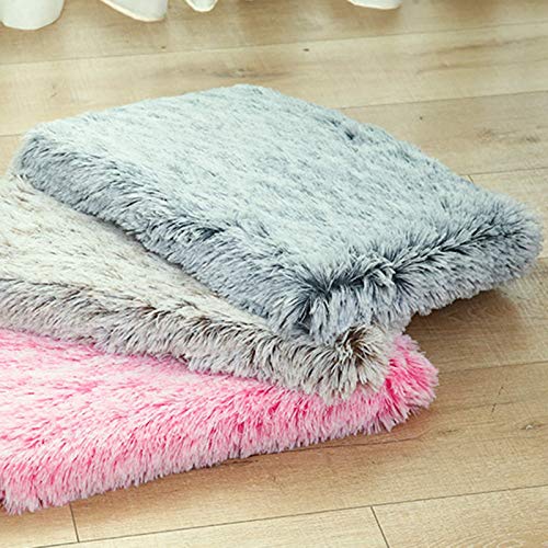 Pet Blanket Bed Pad Dog Blanket Mat Waterproof Washable Plush Square Dogs Cats Pets Warm Sleeping Bed Cover Mat for Dogs Cats - White + Grey M