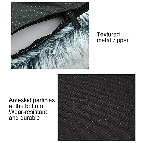 Pet Blanket Bed Pad Dog Blanket Mat Waterproof Washable Plush Square Dogs Cats Pets Warm Sleeping Bed Cover Mat for Dogs Cats - White + Grey M