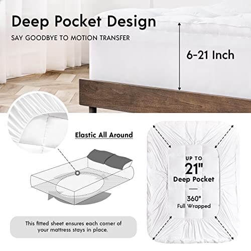 Phantoscope 4 Inch Dual Layer Memory Foam Mattress Topper, King Size, 2 Inch Cooling Gel Memory Foam + 2 Inch Cotton Pillow Top Cover, Relieve Hip and Back Pain for Stomach and Side Sleepers White