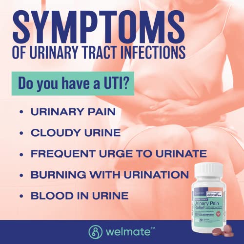 WELMATE Urinary Pain Relief | UTI Relief | Fast Acting | Bladder Discomfort & Pain Relief | Phenazopyridine Hydrochloride 99.5mg | 72 Count Tablets