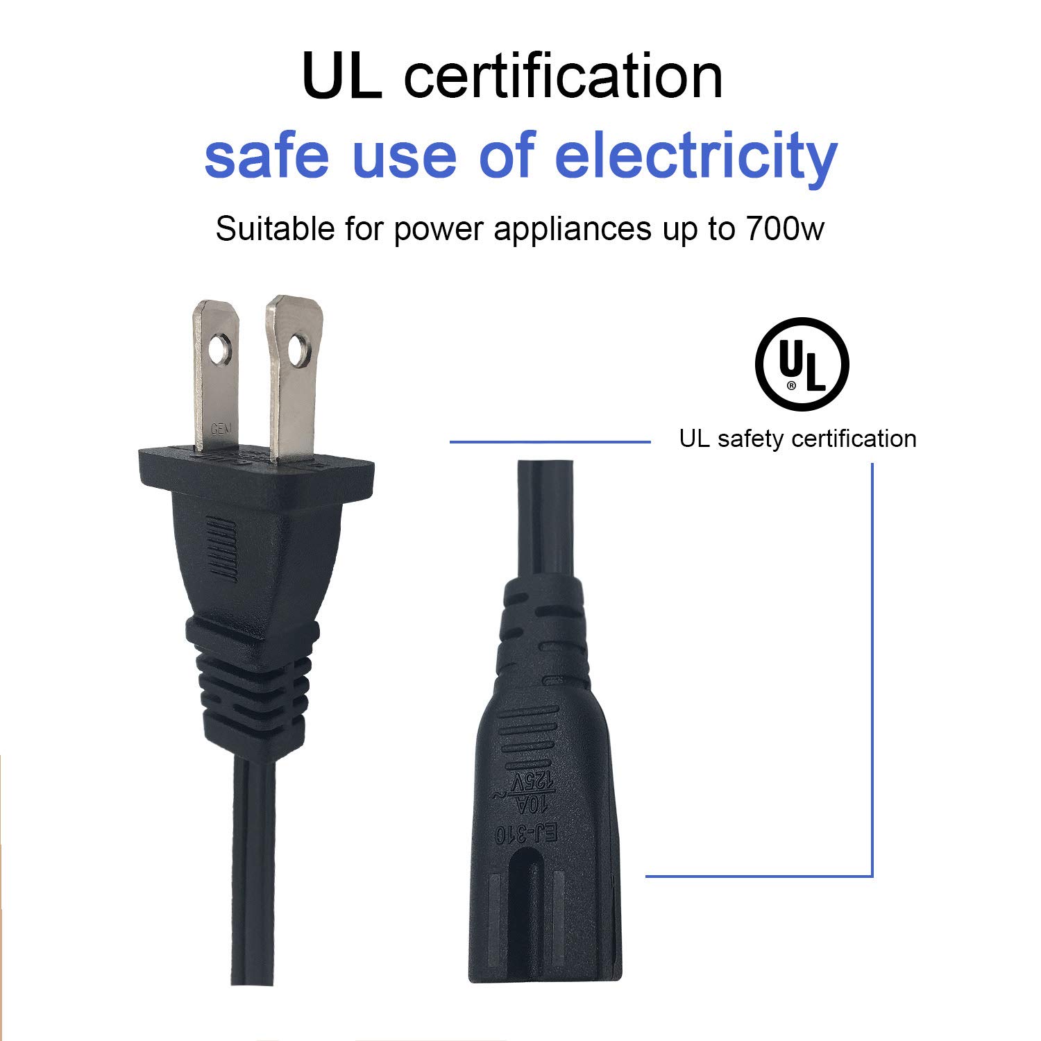 Cable Nahao 6 Ft AC Power Cord Compatible with Vizio TV E Series: E221-A1, E221-A1, E291-A1, E231-B1, E231i-B1; SmartCast E43-E2 LCD Monitor SB3621n-E8 SB3821-C6 SB3851-CO SB4051-C0 Sound Bar
