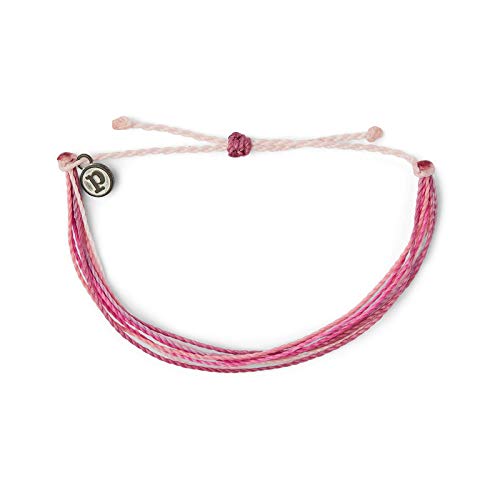 Pura Vida Original Stop and Smell the Roses Bracelet - 100% Waterproof, Adjustable Band - Coated Charm, Pink