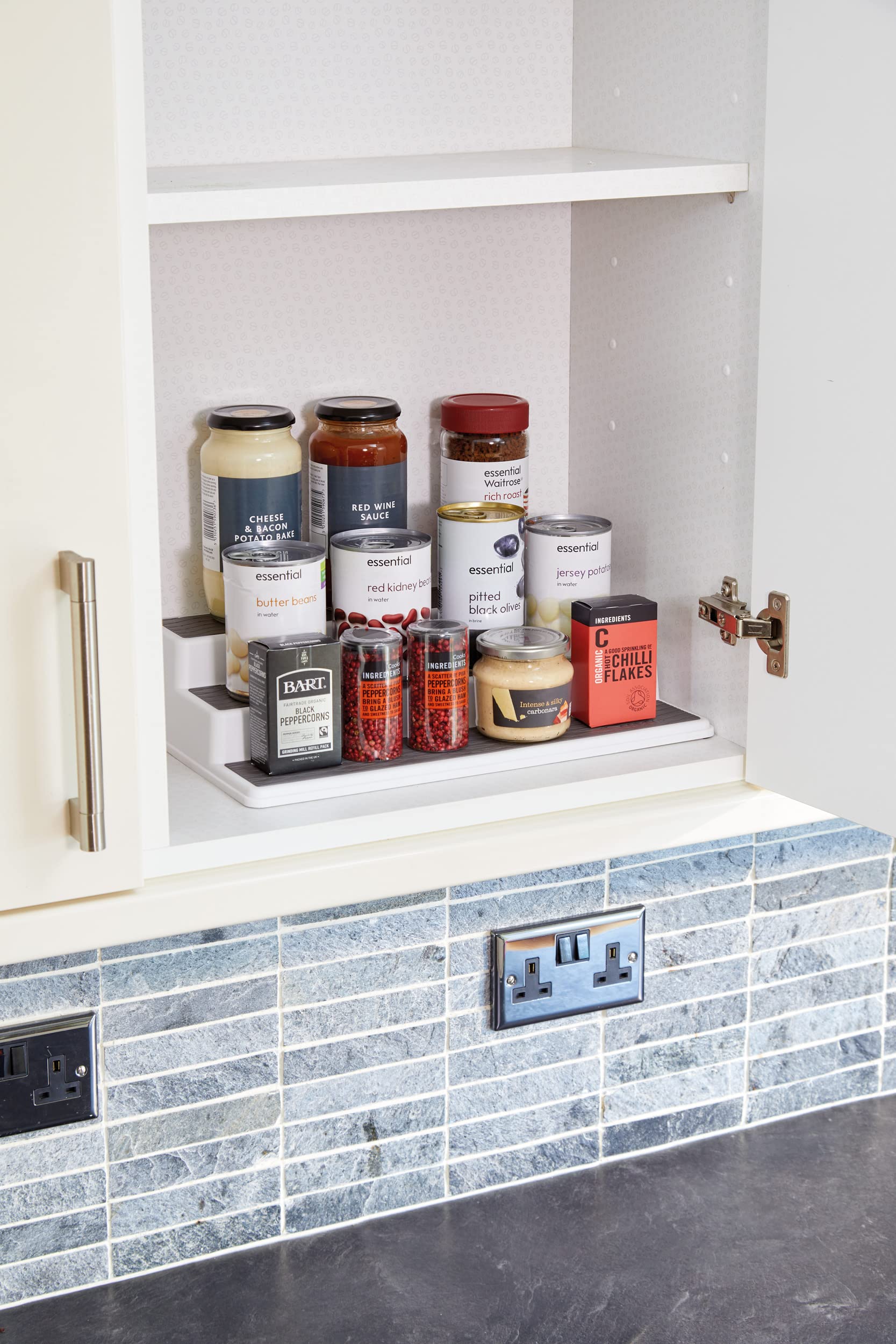 Copco Cupboard Organiser, 38 x 22.5 x 8.5 cm, White/Grey
