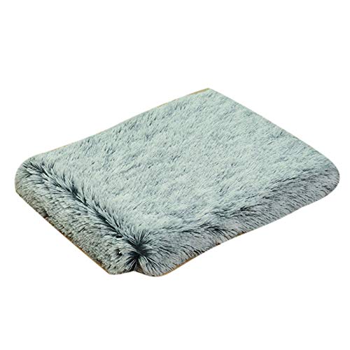 Pet Blanket Bed Pad Dog Blanket Mat Waterproof Washable Plush Square Dogs Cats Pets Warm Sleeping Bed Cover Mat for Dogs Cats - White + Grey M