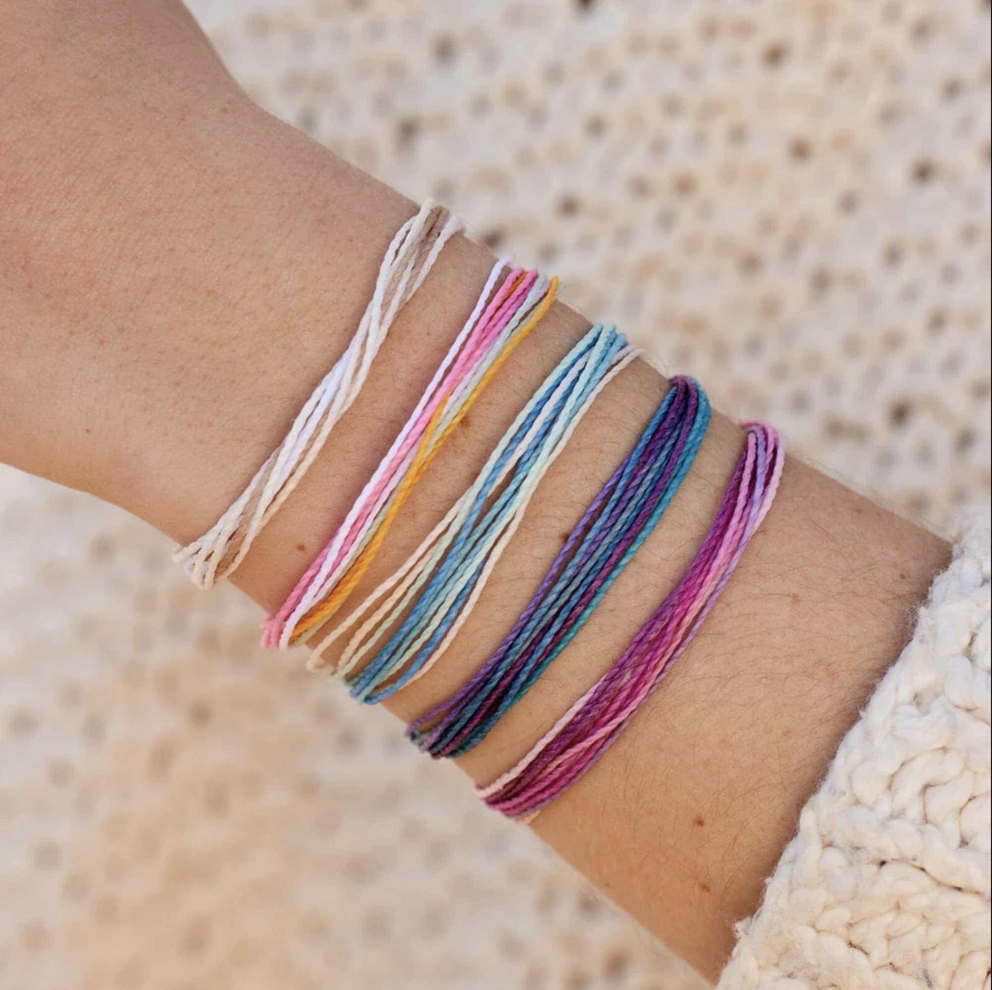 Pura Vida Bracelets Pack Spring Daze Friendship Bracelet Pack - Set of 5 Stackable Bracelets for Women, Beach Bracelet & Accessoriess - 5 String Bracelets