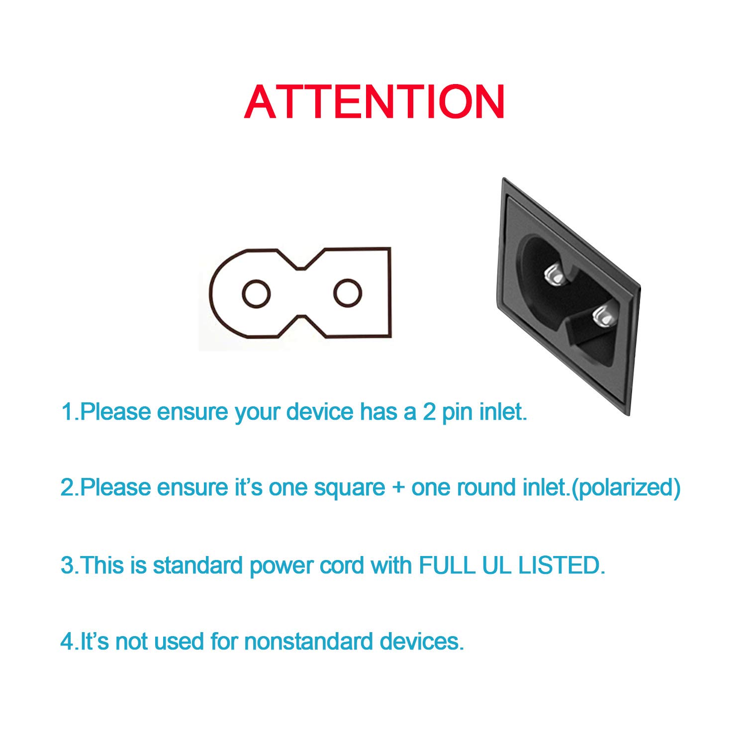 Cable Nahao 6 Ft AC Power Cord Compatible with Vizio TV E Series: E221-A1, E221-A1, E291-A1, E231-B1, E231i-B1; SmartCast E43-E2 LCD Monitor SB3621n-E8 SB3821-C6 SB3851-CO SB4051-C0 Sound Bar