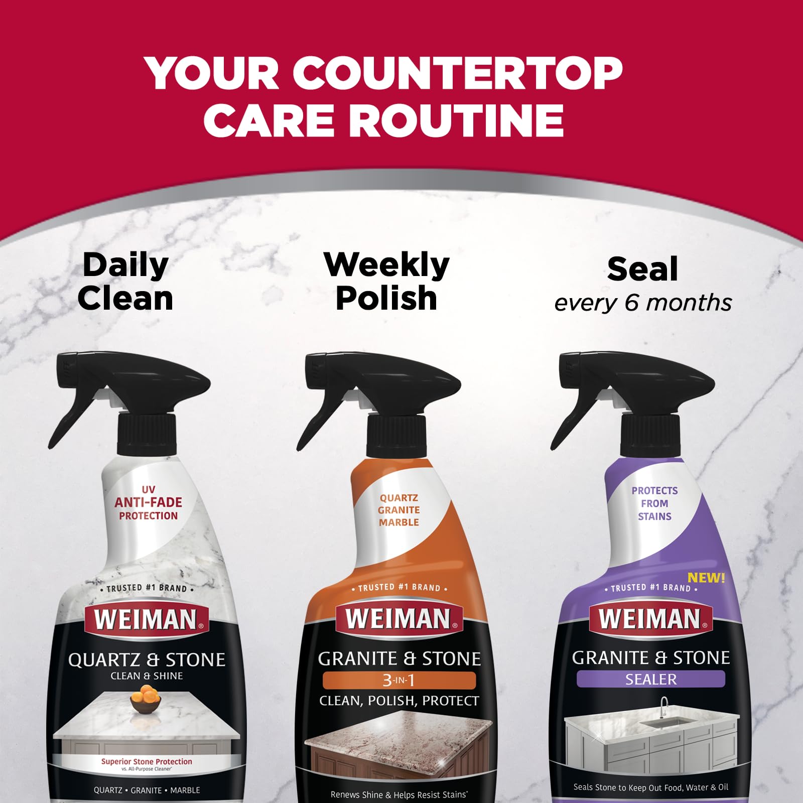 Weiman Quartz Countertop Cleaner and Polish (2 Pack) Clean and Shine Your Quartz Countertops Islands and Stone Surfaces with Ultra Violet Protection