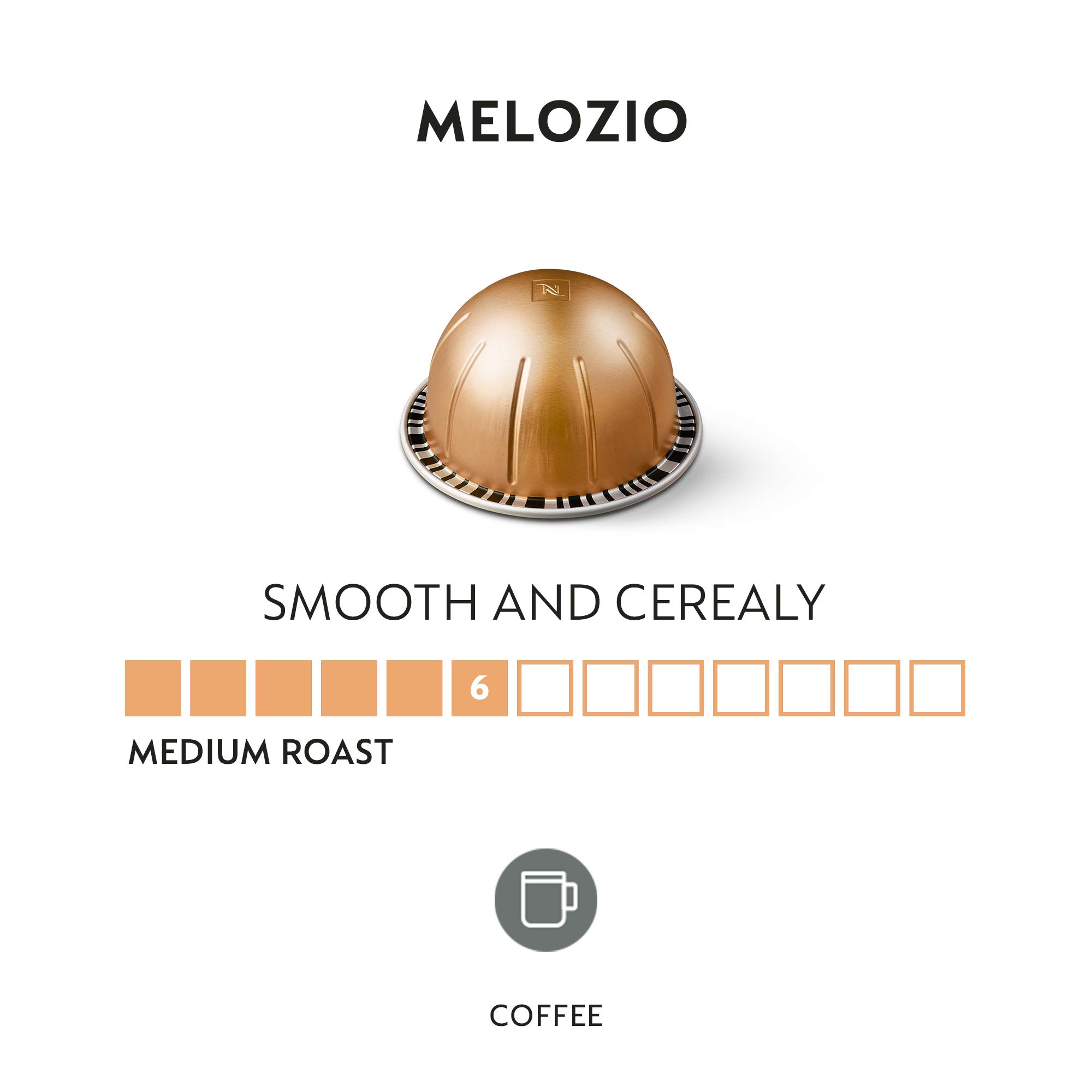 Nespresso Capsules VertuoLine, Melozio, Medium Roast Coffee, 30 Count Coffee Pods, Brews 7.77 Ounce (VERTUOLINE ONLY)
