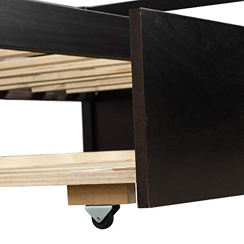Harper & Bright Designs Wood Daybed with a Trundle, Trundle Daybed Twin Size, Sofa Bed for Living Room Bedroom. No Box Spring Required (Twin, Espresso)
