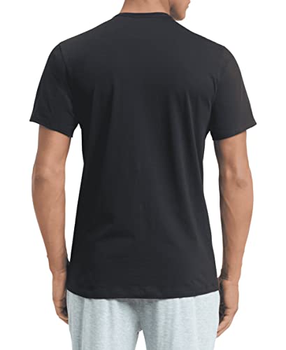 Calvin Klein mens 100% Cotton T-Shirt Packs 5 BLACK- SHORT SLEEVE SLIM FIT CREWNECK L