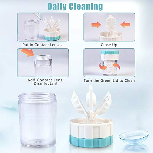 Contact Lens Travel Kit with Cleaner Washer, Portable Contact Box with Mirror Tweezers Remover Tool Solution Bottle for Daily Outdoor