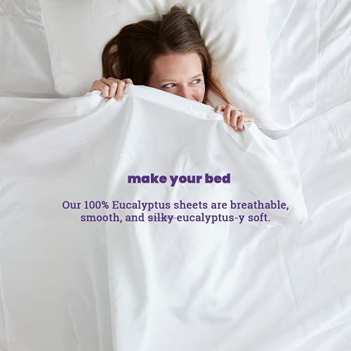 Sheets & Giggles 100% Eucalyptus Lyocell Sheet Set - All-Season, Responsibly Made, Naturally Cooling, Super Soft, Moisture-WicQueen, Temperature Balancing, Vegan β Queen, Pearl