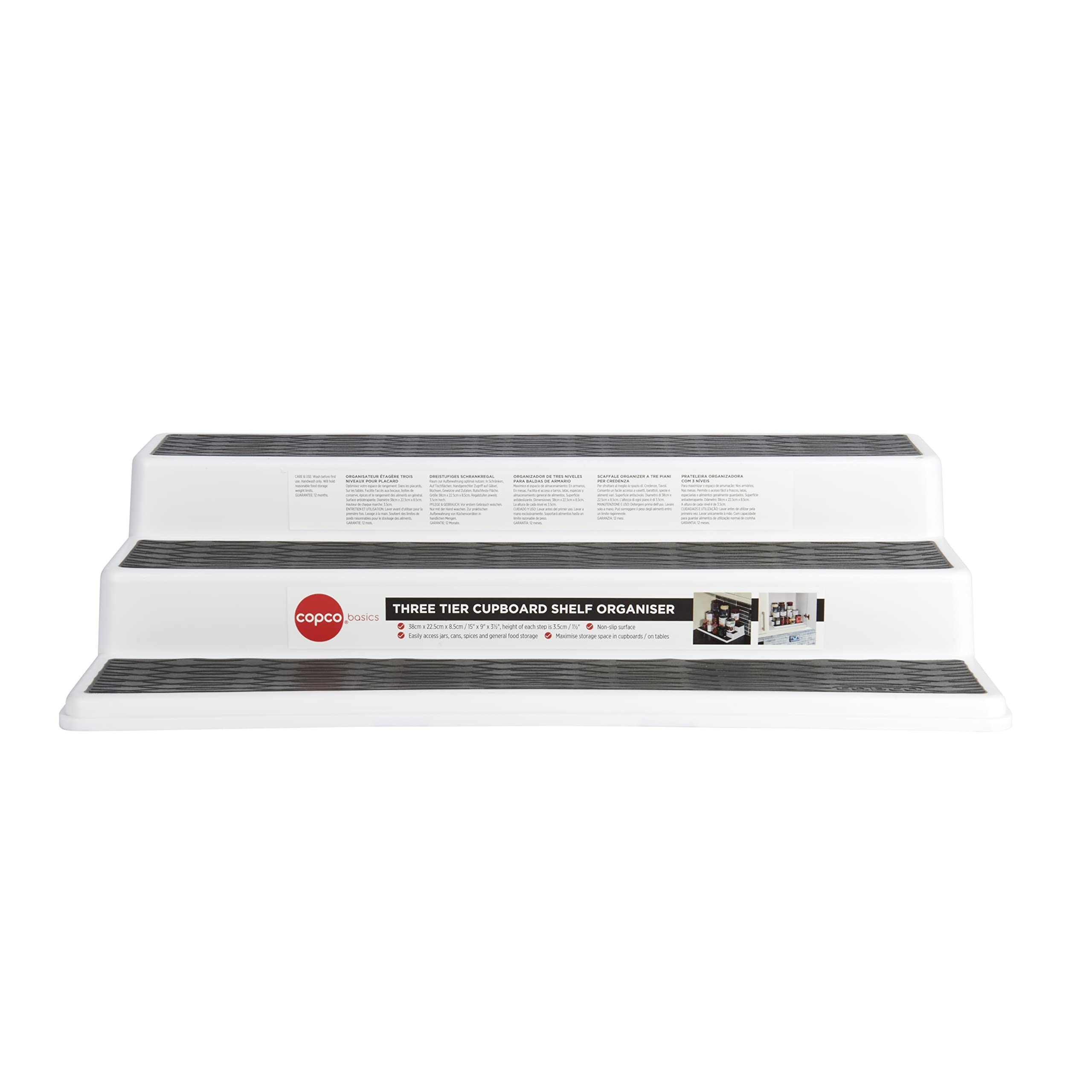 Copco Cupboard Organiser, 38 x 22.5 x 8.5 cm, White/Grey