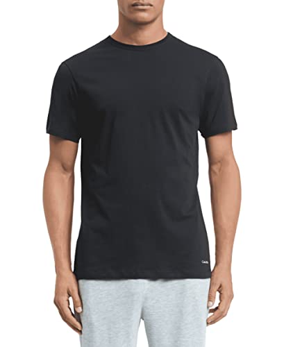 Calvin Klein mens 100% Cotton T-Shirt Packs 5 BLACK- SHORT SLEEVE SLIM FIT CREWNECK L