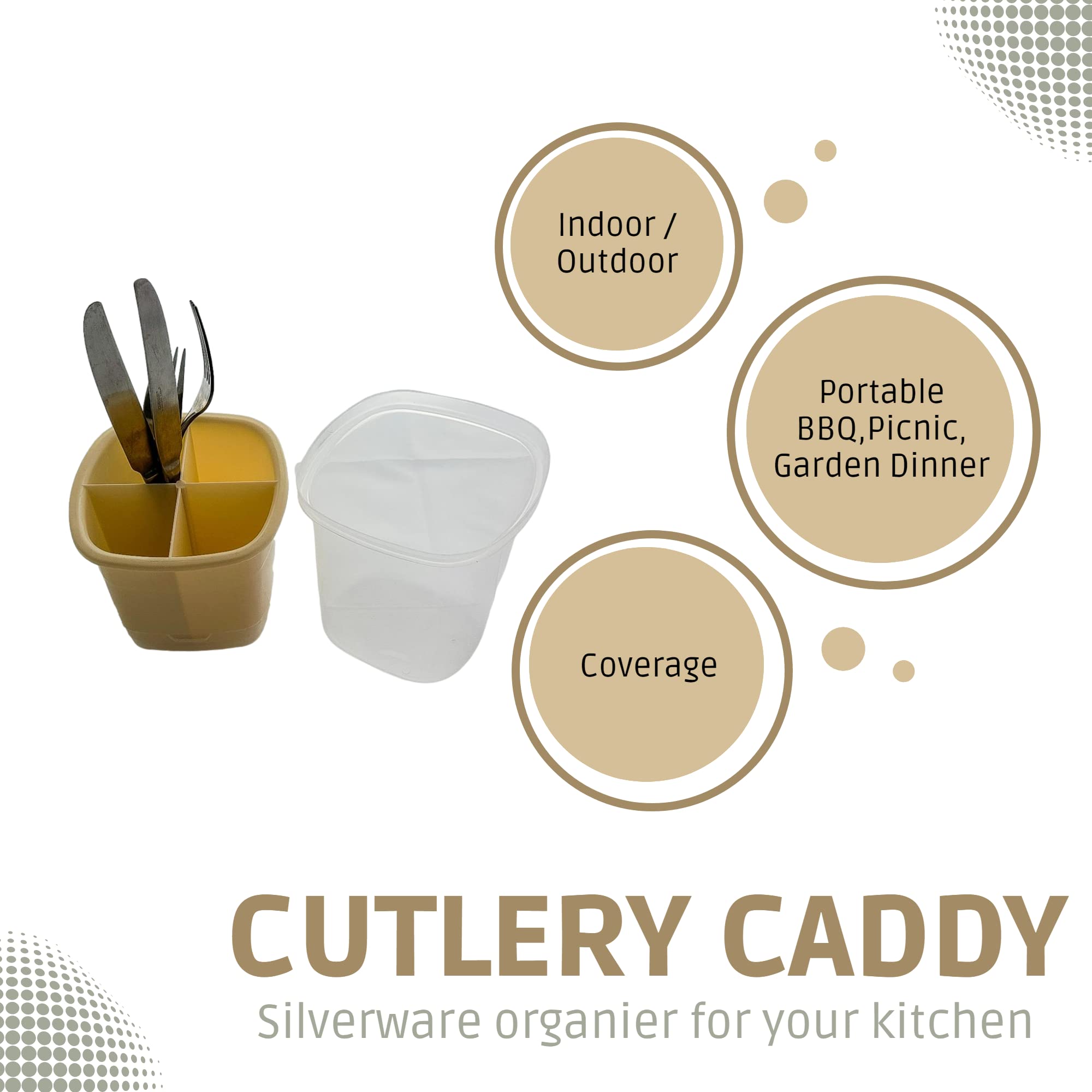 Rattan Covered Cutlery and Utensil holder, Flatware Plastic Caddy Organizer for Silverware with Cover top Perfect for Kitchen, picnic, home, BBQ, Party, Camping, Outdoor and Restaurant (BLACK)