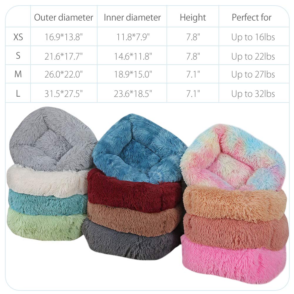 La La Pet® Donut Dog Cat Bed Cozy Cave Pet Bed Burrow Dog Bed Calming Cuddler Self-Warming Pet Bed Soft Plush Pet Cushion Improved Sleep for Cats Small Medium Dogs Green S