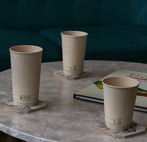 12oz Plastic-free Coffee Cups by Living Balance | 100 cups with Integrated Sleeves. Best alternatives to plastic cups.