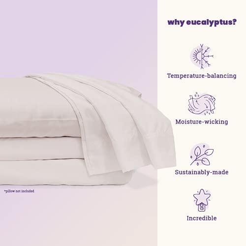 Sheets & Giggles 100% Eucalyptus Lyocell Sheet Set - All-Season, Responsibly Made, Naturally Cooling, Super Soft, Moisture-WicQueen, Temperature Balancing, Vegan β Queen, Pearl