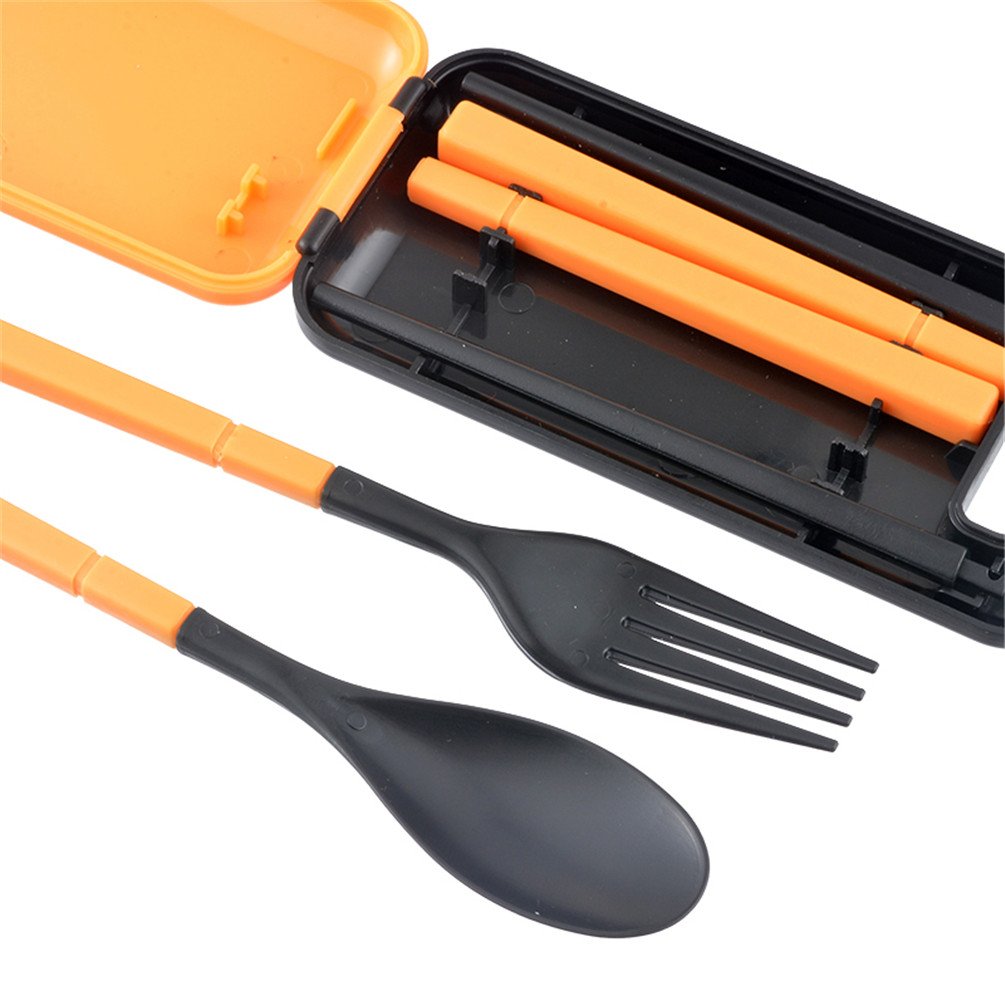 Haotfire 3Pieces/Set Natural Wheat Straw Dinnerware Sets Portable Travel Spoon Fork Chopsticks Cutlery Set Outdoor Tableware