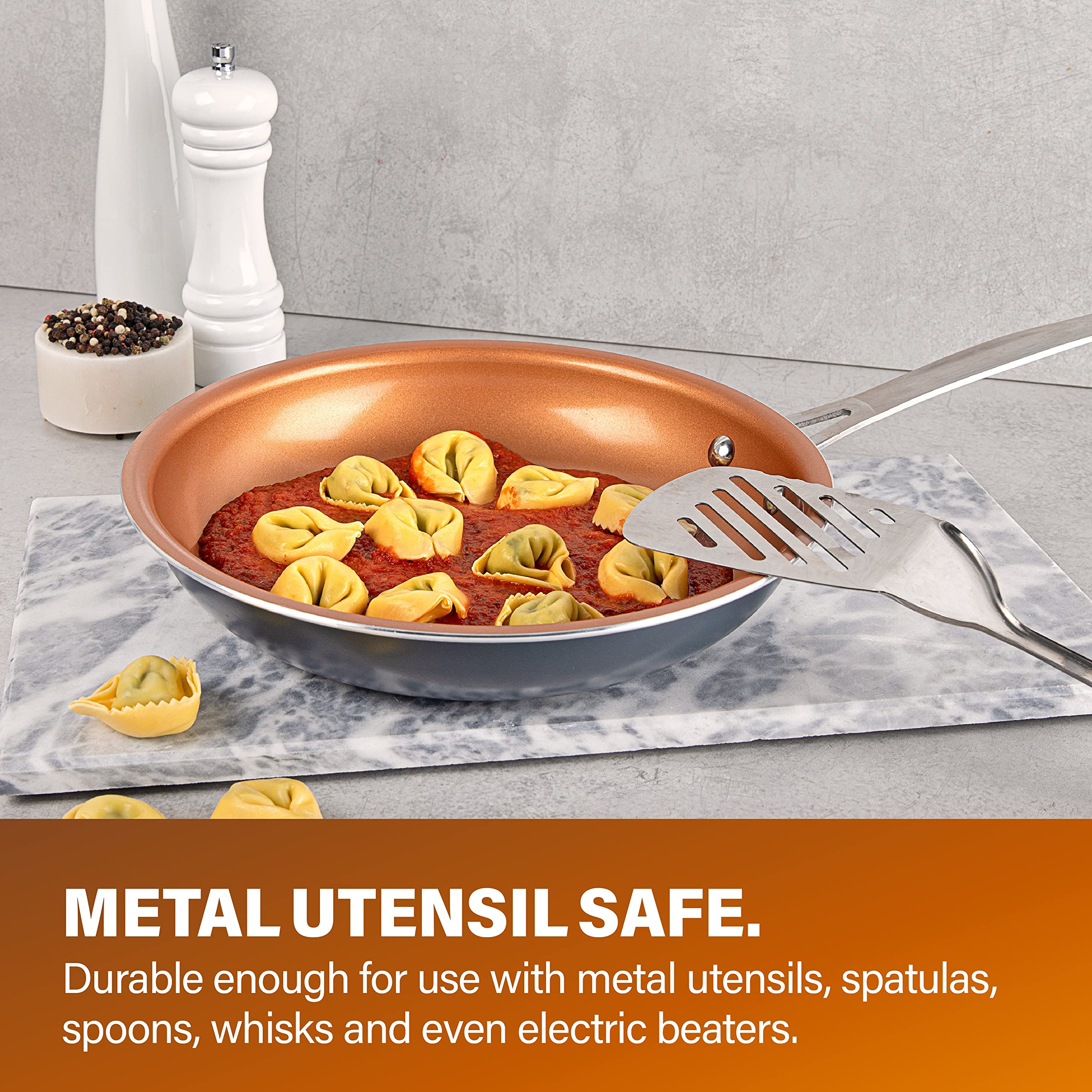 GOTHAM STEEL Frying Pan Set, 2 Piece Nonstick Ceramic Copper Fry Pans Set, 8.5β & 9.5β Non Stick Skillet, PFOA Free, Dishwasher Safe Cool Touch Handle