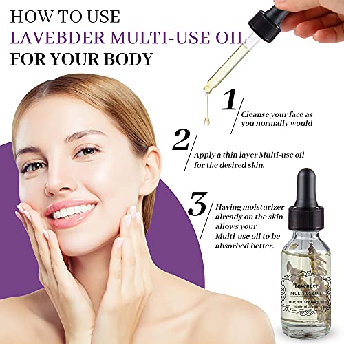 NP NATURES PHILOSOPHY Lavender Rose Multi Use Body Oil 2 Pack Natural and Organic Essential Oil for Face, Body, Nails Care and Massage - 30ML