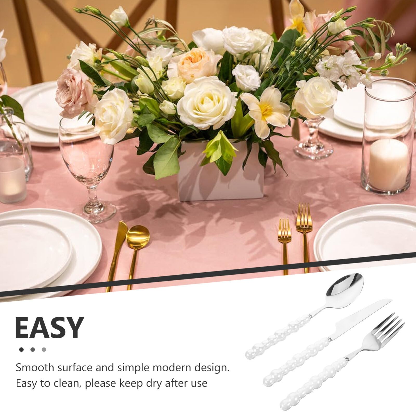 OSALADI 1 Set Dinnerware Serving Utensils Silverware Flatware Eating Utensils Western Food Tableware Steak Cutlery Home Tableware Home Cutlery Knives Stainless Steel White Ceramics