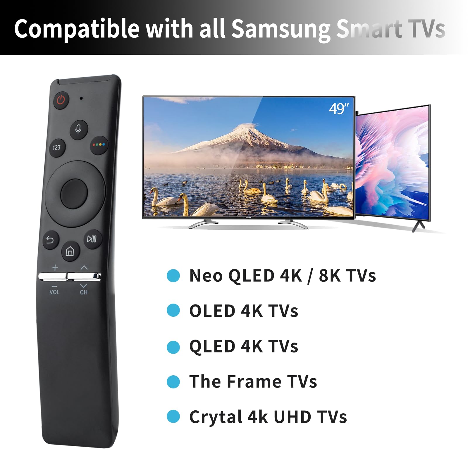 Newest Universal Voice Replacement for Samsung-Smart-TV-Remote, New Upgraded BN59-1266A for Samsung Remote Control, with Voice Function for Samsung TVs
