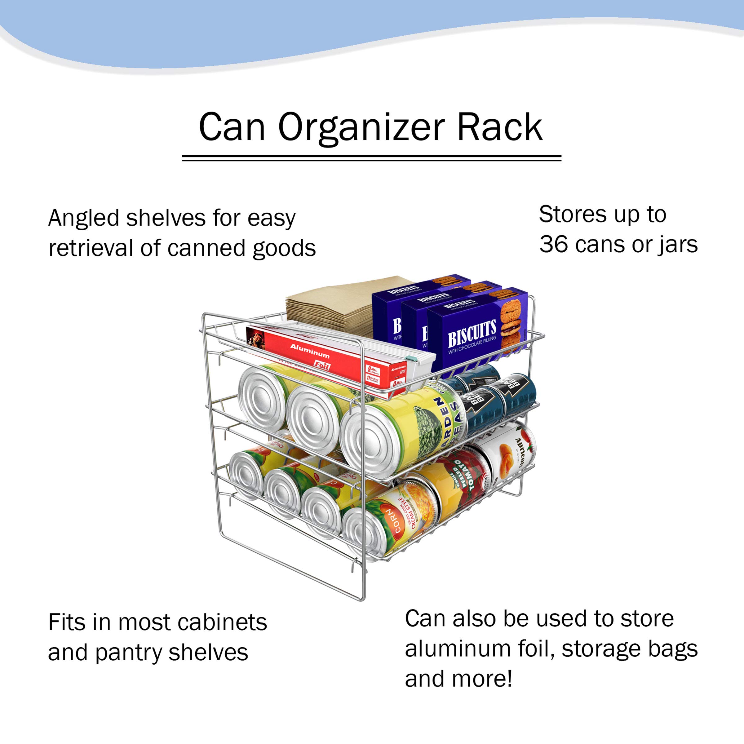 Lavish Home 3-Tier Can Dispenser-Organizer Holds 36 Standard Jars, Food or Soda Cans-For Kitchen Pantry, Countertops, Cabinets, Fridge-Storage Rack