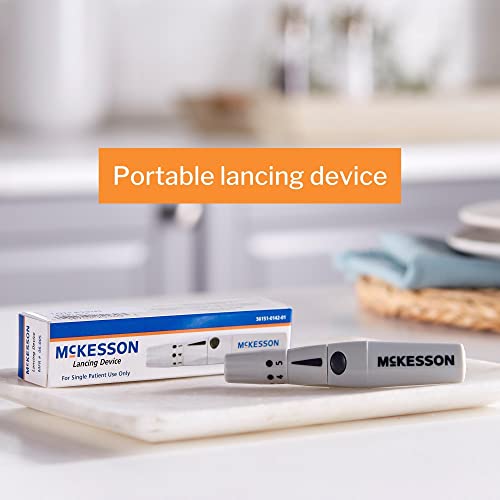 McKesson Lancing Device, Adjustable Depth Lancet, Push Button Activation, Multiple Depth Settings, 1 Count, 1 Pack
