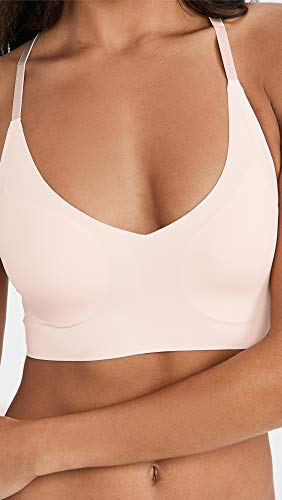 Calvin Klein Invisibles Comfort Lightly Lined Seamless Wireless Triangle Bralette Bra, Nymph's Thigh Lace Racerback, Small