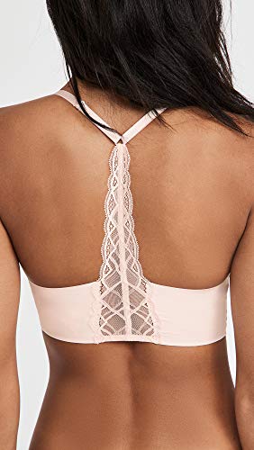 Calvin Klein Invisibles Comfort Lightly Lined Seamless Wireless Triangle Bralette Bra, Nymph's Thigh Lace Racerback, Small