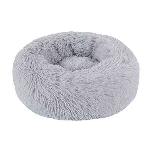 ZEJEUER Cat Bed, Small Dog Bed, Round Donut Washable Plush Fluffy Faux Fur Soft Cushion Beds for Indoor Pets