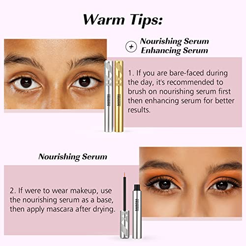 Premium Eyelash Growth Serum by Shinowa,Nourish Lash Enhancing Serum,Boosts Natural Lash Growth for Longer, Thicker, Fuller Eyelashes and Eyebrows (5ml*2)