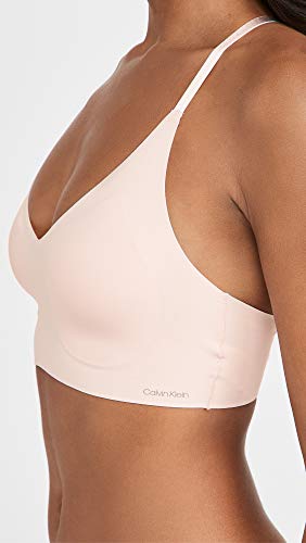 Calvin Klein Invisibles Comfort Lightly Lined Seamless Wireless Triangle Bralette Bra, Nymph's Thigh Lace Racerback, Small