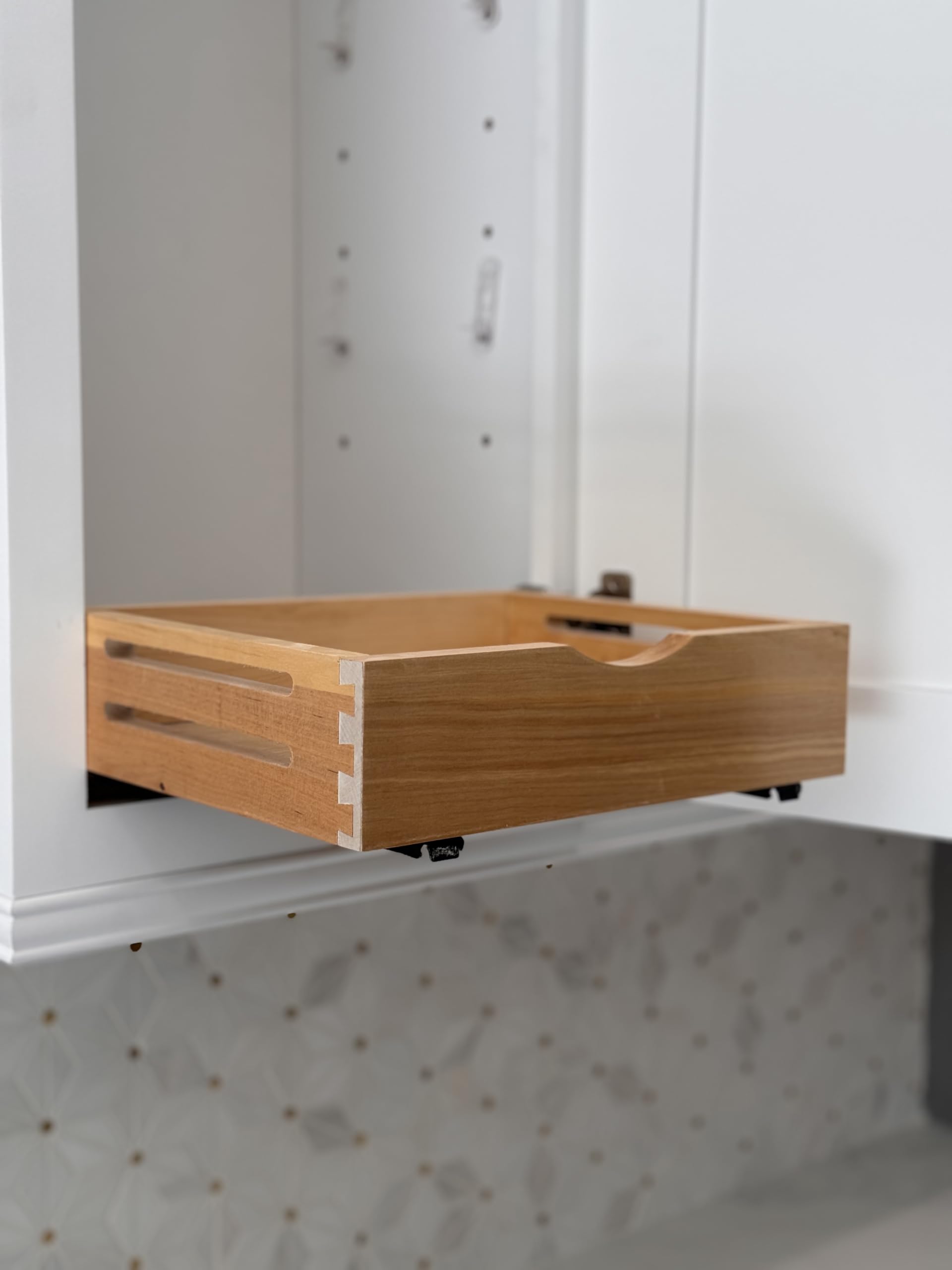 LuxursKingQYW Drawer Wood Pull Out Tray Drawer Box Kitchen Cabinet Organizer Cabinet Slide Out Shelve Cabinet Pull Out Shelves, Wooden Pull-Out Shelf-Fast and Easy D.I.Y. (24" W×21" D×3" H)