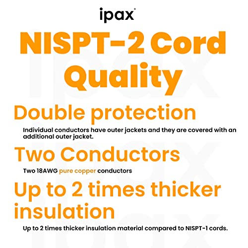 Ipax 10 Feet Long White Copper Wire AC Power Cord Cable Compatible with VIZIO TV UHD LED Smart HDTV E221-A1 E231-B1 E24-C1 E280-A1 E601i-A3 SmartCast E43-E2 E320-A0 E470-A0 LCD Monitor Sharp TV