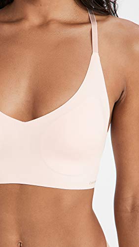 Calvin Klein Invisibles Comfort Lightly Lined Seamless Wireless Triangle Bralette Bra, Nymph's Thigh Lace Racerback, Small
